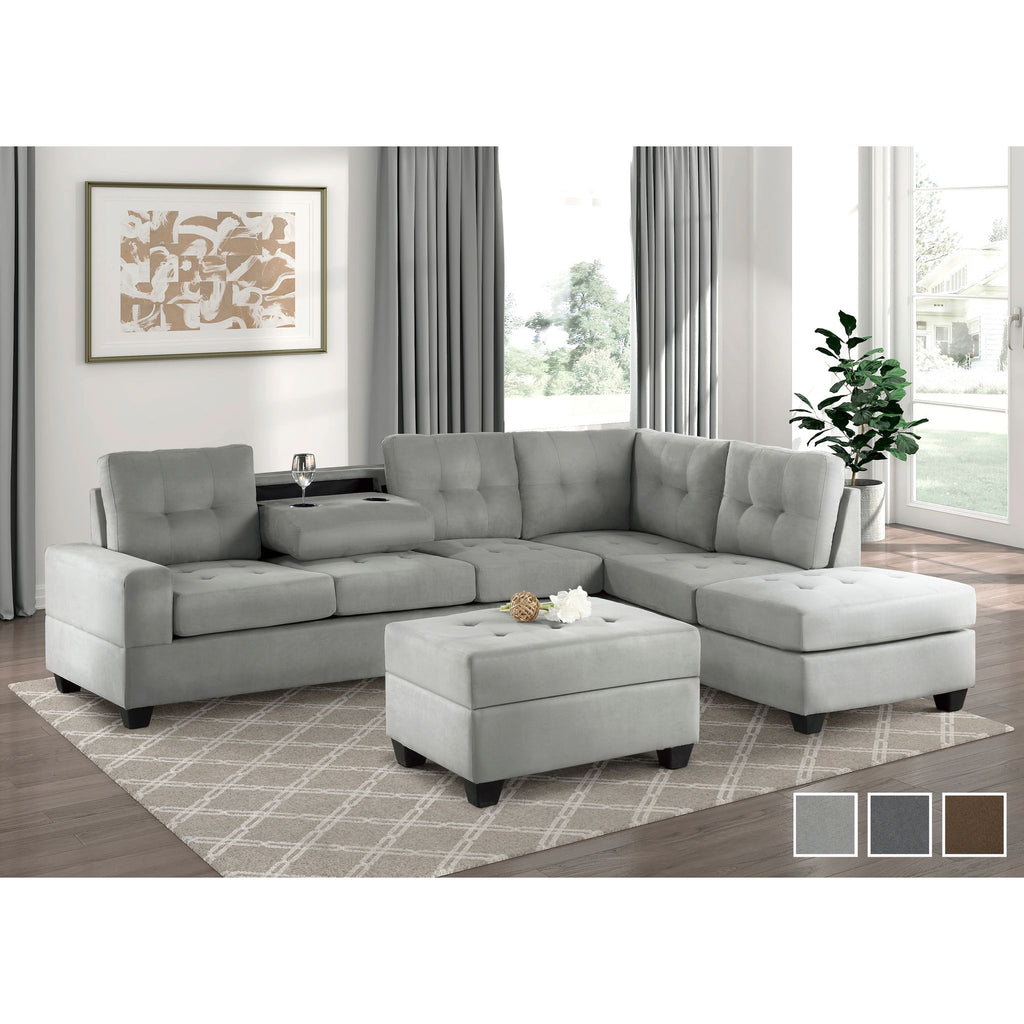 Light Grey Sectional Sofa - 87716 - - Dreamland Furniture – Dreamland ...